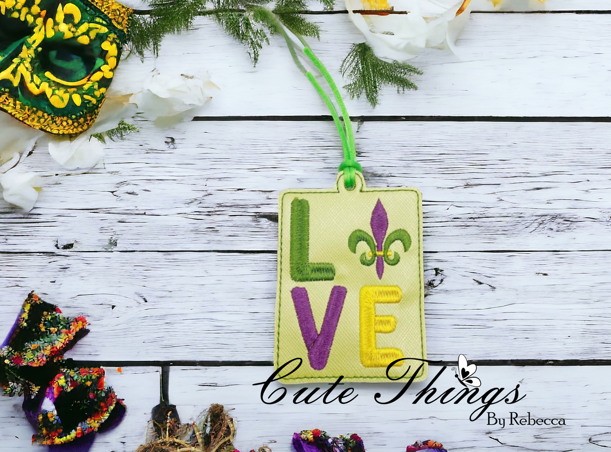 Mardi Gras Love Bookmark/Ornament – Cute Things By Rebecca Embroidery