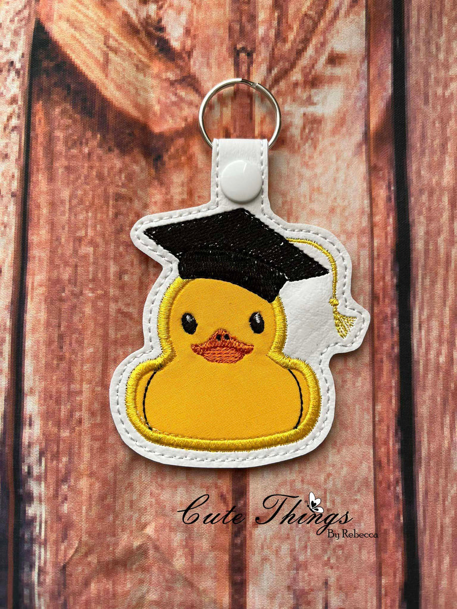 Graduation Duck Applique Snap Tab – Cute Things By Rebecca Embroidery