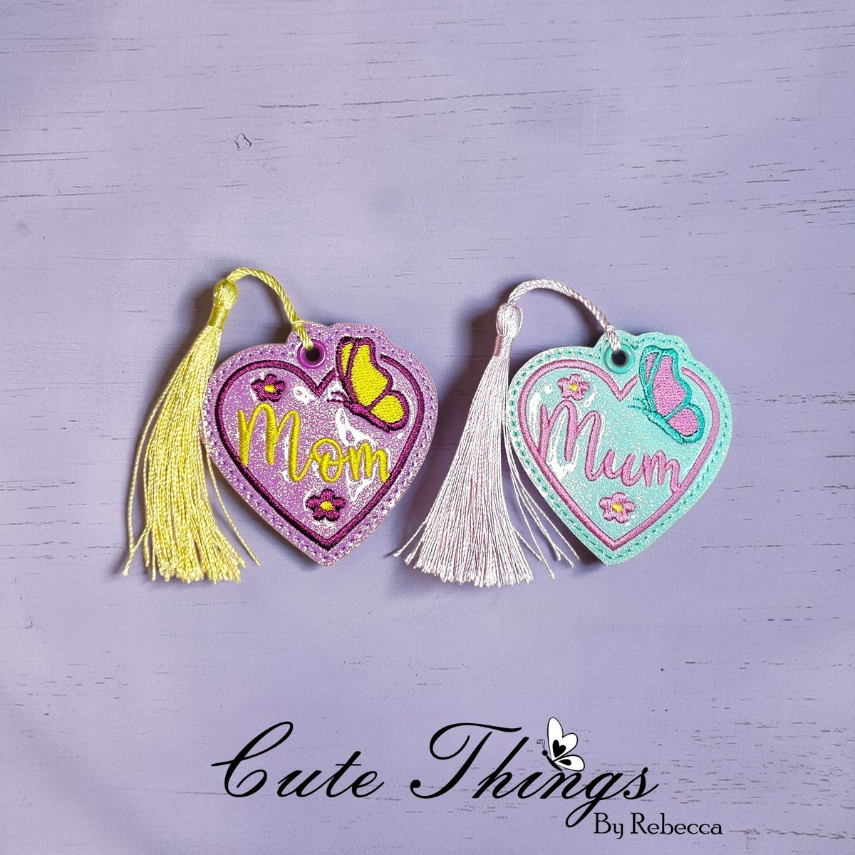 Mom/Mum With Butterfly Heart ITH – Cute Things By Rebecca Embroidery
