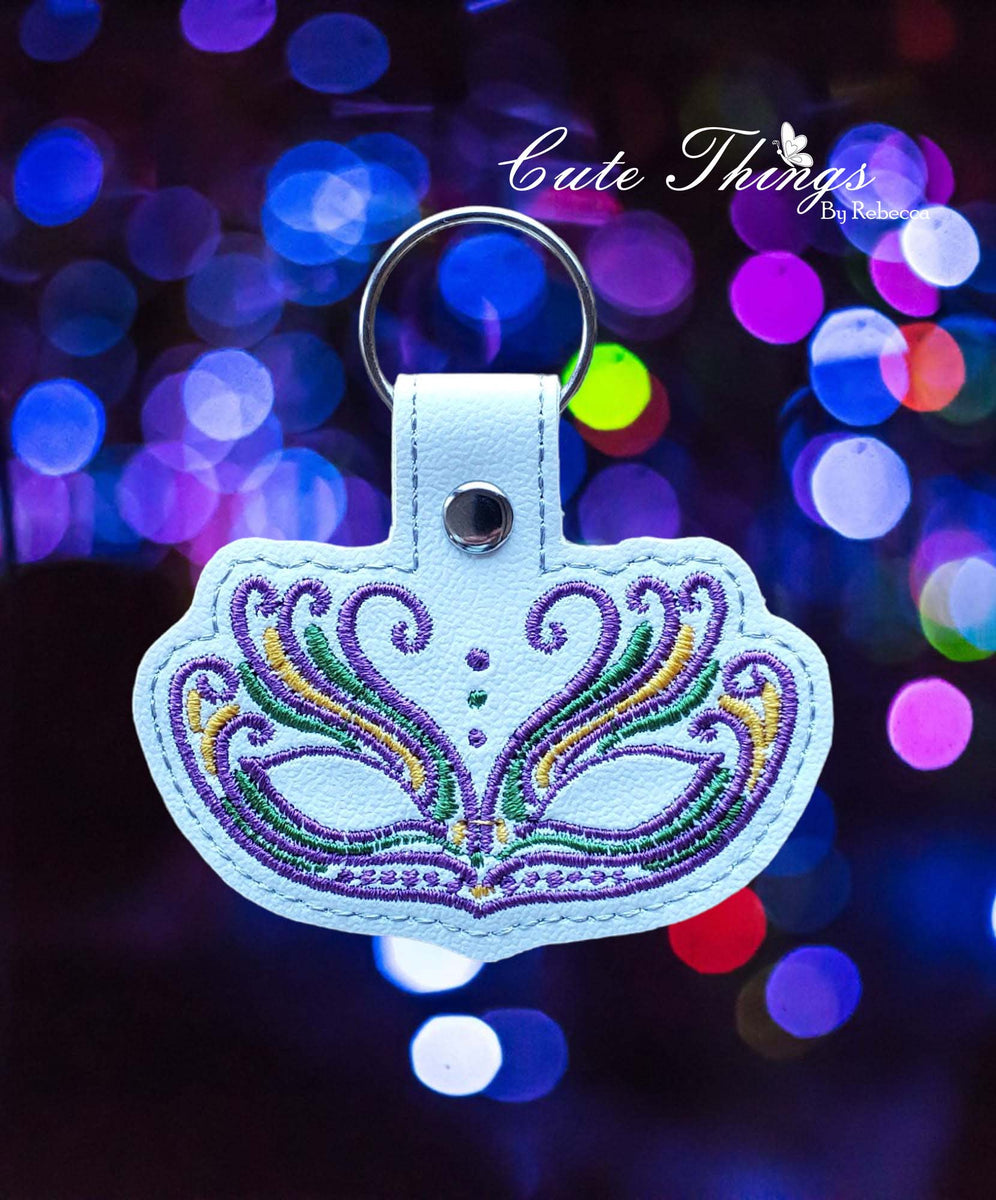 Mardi Gras Mask 1 Snap Tab – Cute Things By Rebecca Embroidery