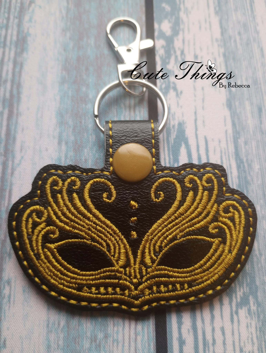 Mardi Gras Mask 1 Snap Tab – Cute Things By Rebecca Embroidery