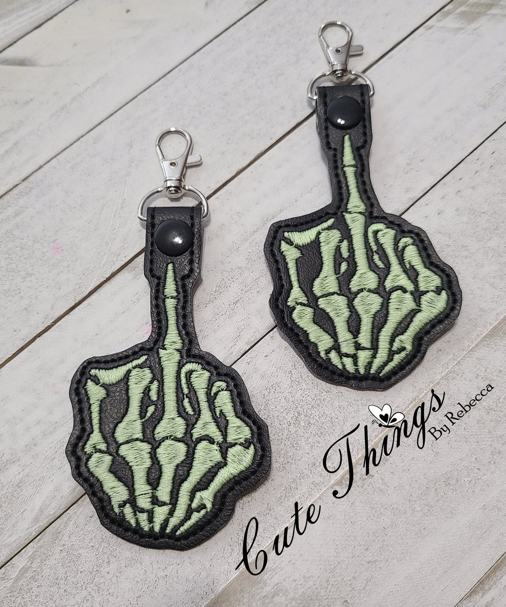 Skeleton Middle Finger Snap Tab – Cute Things By Rebecca Embroidery