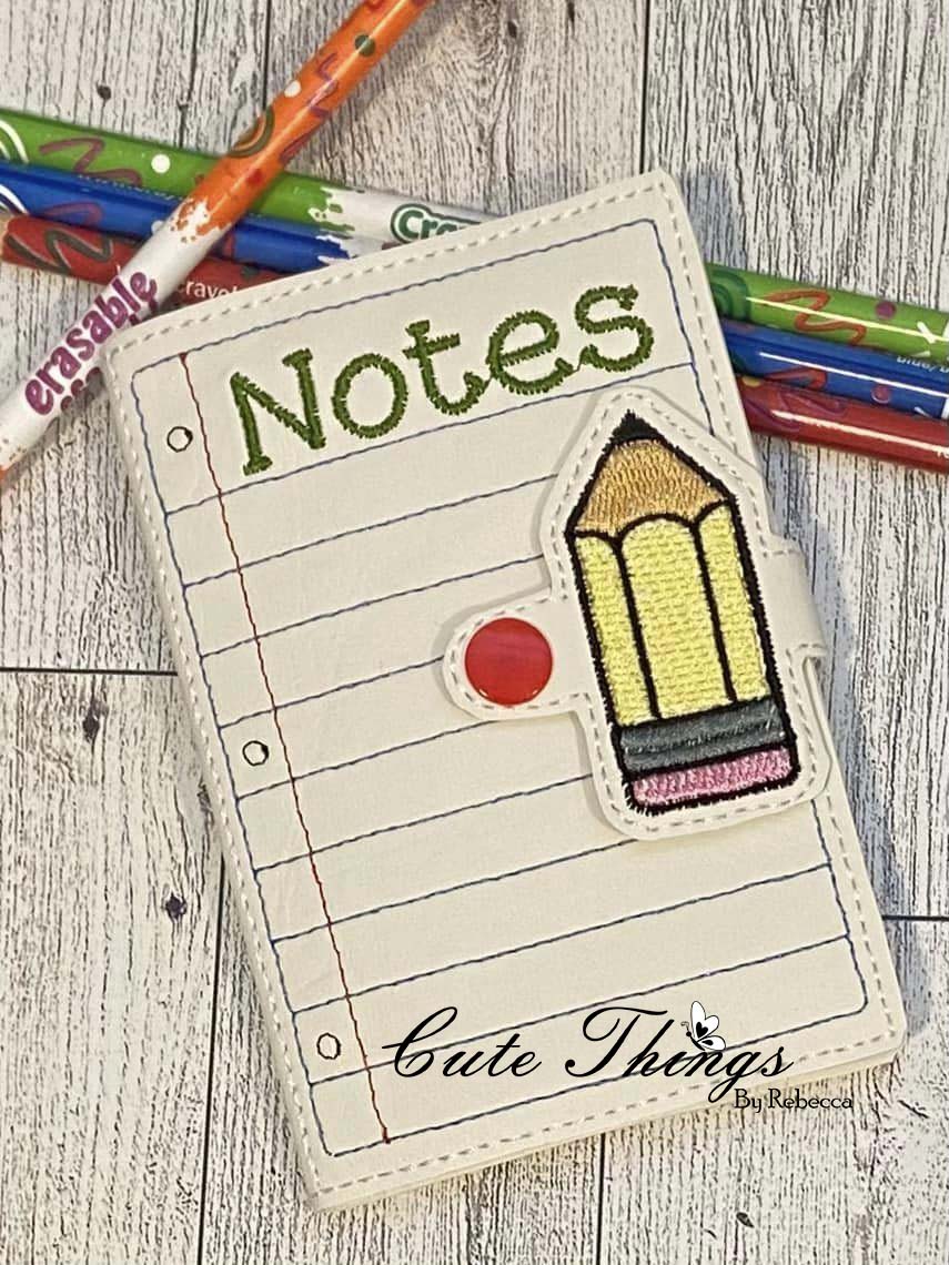 Notes Notebook Cover with Pencil Tab – Cute Things By Rebecca Embroidery