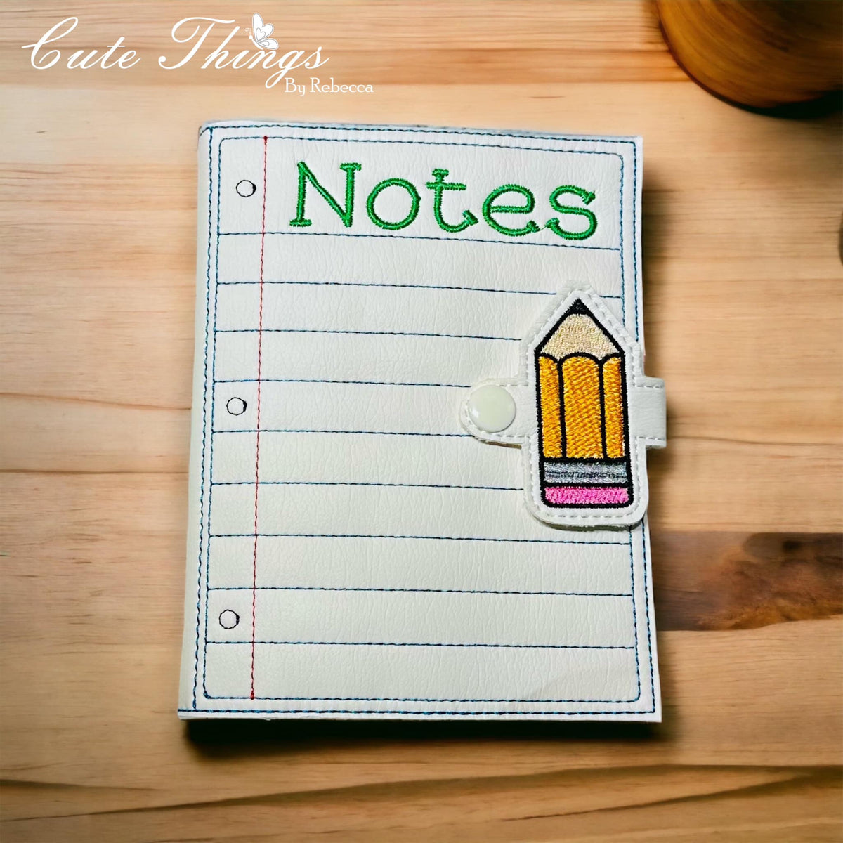 Notes Notebook Cover with Pencil Tab – Cute Things By Rebecca Embroidery
