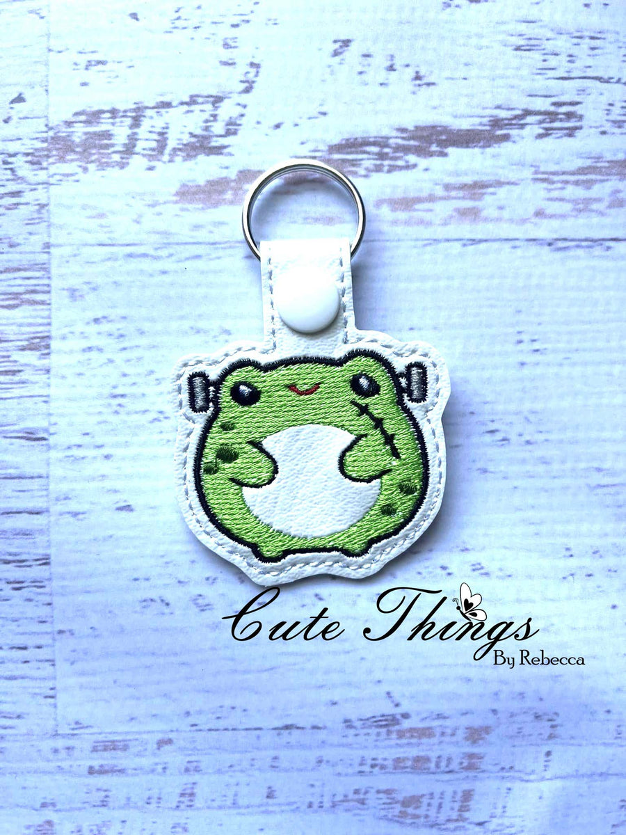 Franken Frog Snap Tab – Cute Things By Rebecca Embroidery