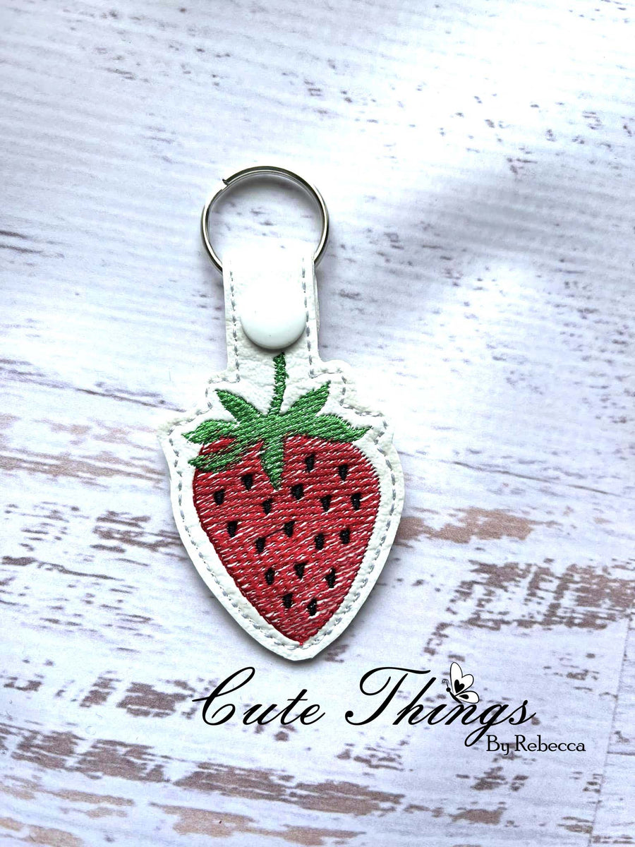 Strawberry Snap Tab – Cute Things By Rebecca Embroidery