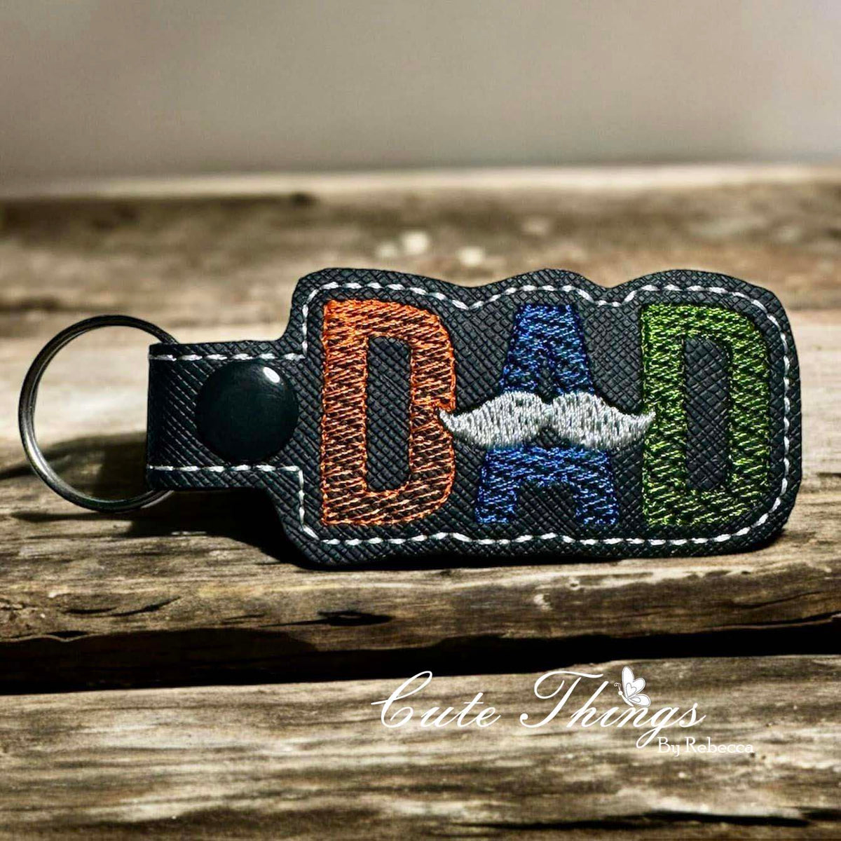 Dad With A Mustache Snap Tab – Cute Things By Rebecca Embroidery