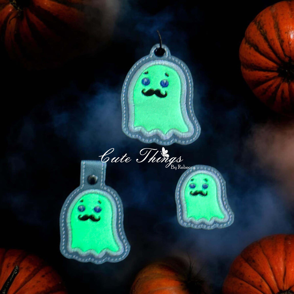 Applique Ghost With Stache Trio – Cute Things By Rebecca Embroidery