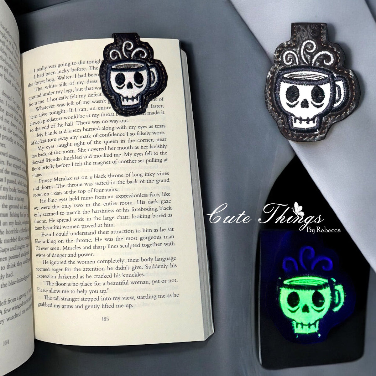 Tired Skull Applique Magnet Bookmark – Cute Things By Rebecca Embroidery