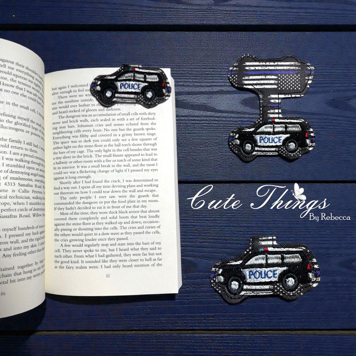 Police Car Magnet Bookmark – Cute Things By Rebecca Embroidery