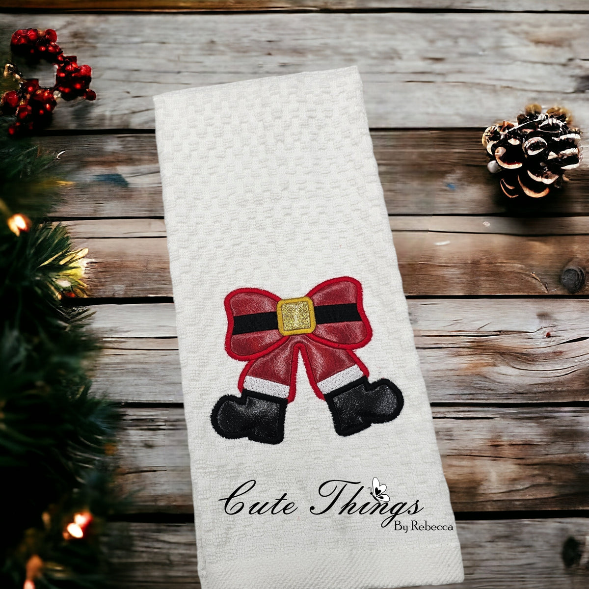 Santa Bow Applique – Cute Things By Rebecca Embroidery