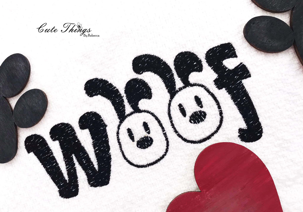 Woof DIGITAL Embroidery File 4x4, 5x7, 6x10 – Cute Things By Rebecca ...