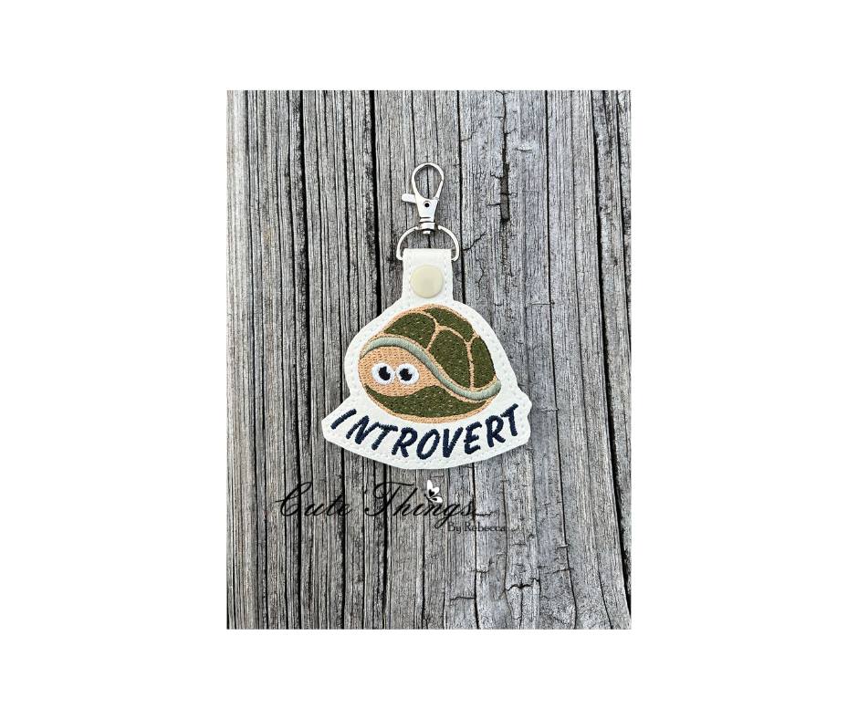 Introvert DIGITAL Embroidery File, In The Hoop Key fob, Snap tab, Keyc ...