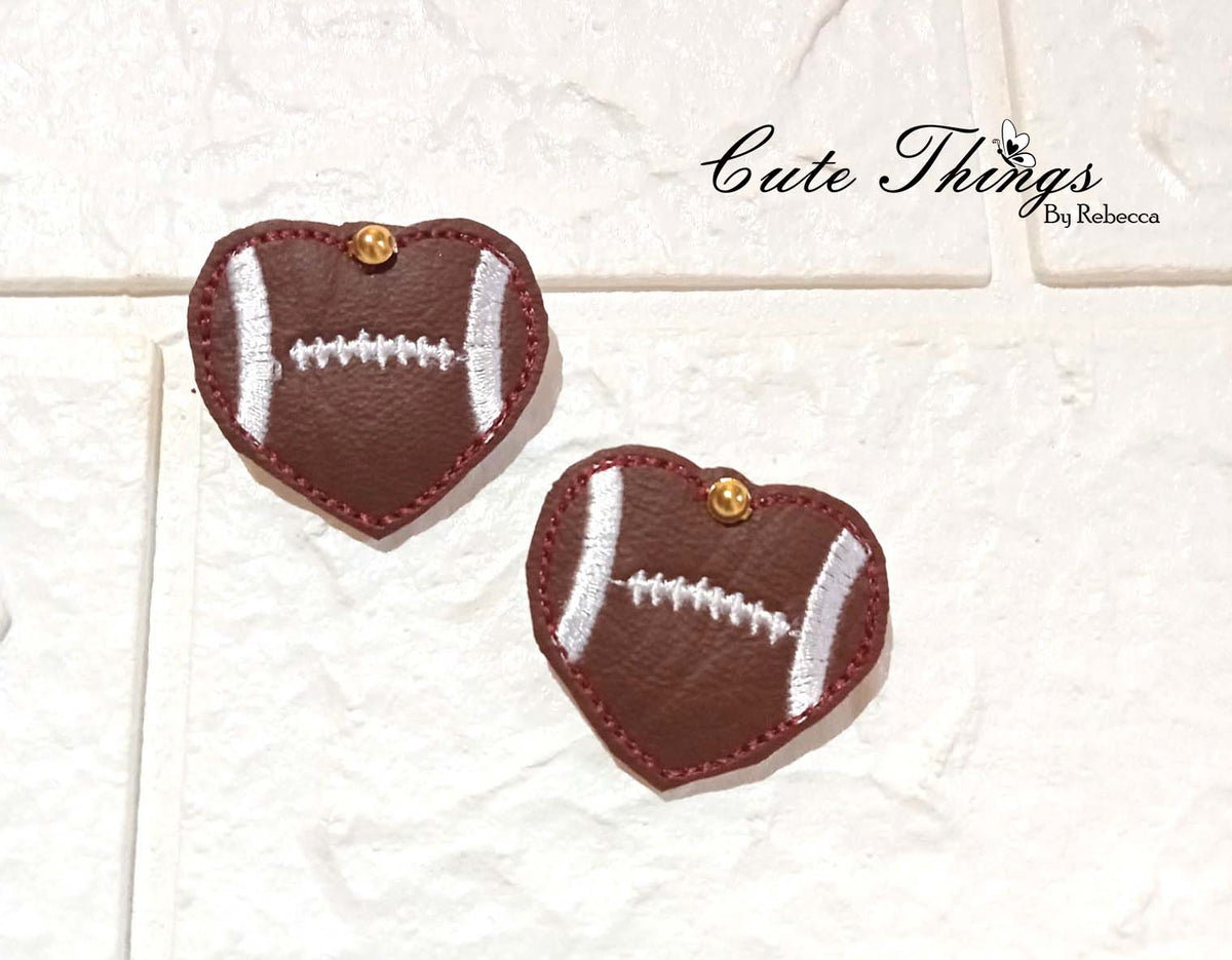 Football Heart Earrings DIGITAL Embroidery File, In The Hoop – Cute ...