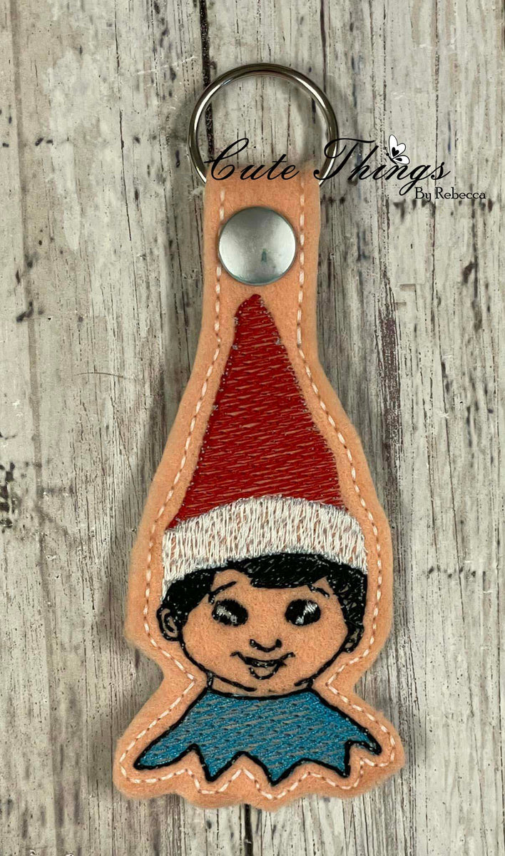 Elf DIGITAL Embroidery File, In The Hoop Key fob, Snap tab, Keychain ...