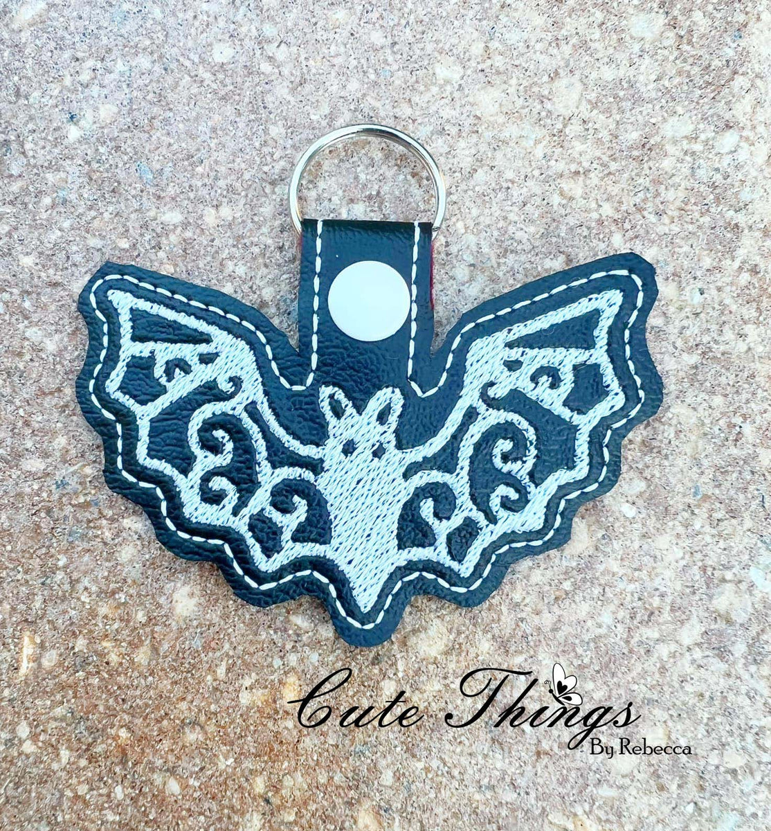 Bat DIGITAL Embroidery File, In The Hoop Key fob, Snap tab, Keychain ...