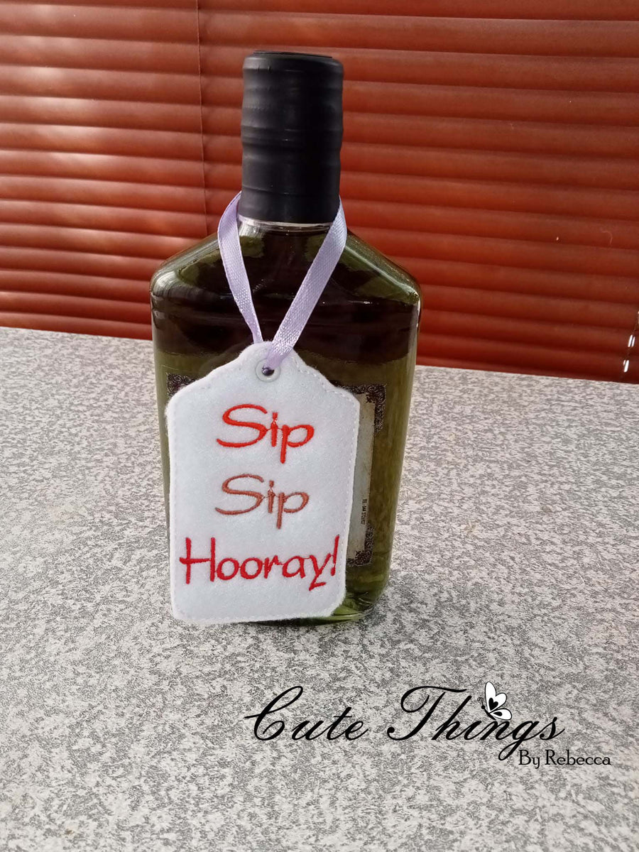 Sip Sip Hooray! DIGITAL Embroidery File, In The Hoop Bookmark, Ornamen ...