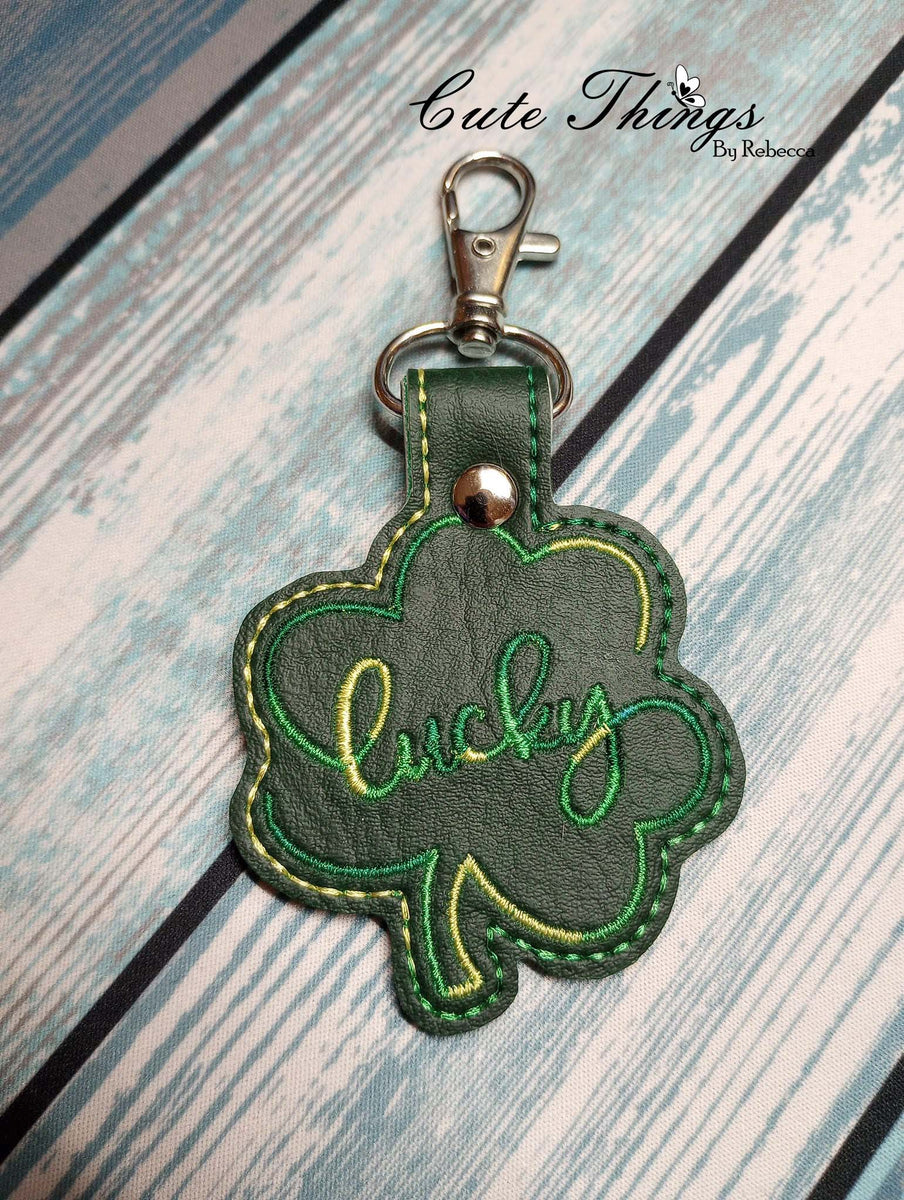 Lucky DIGITAL Embroidery File, In The Hoop Key fob, Snap tab, Keychain ...