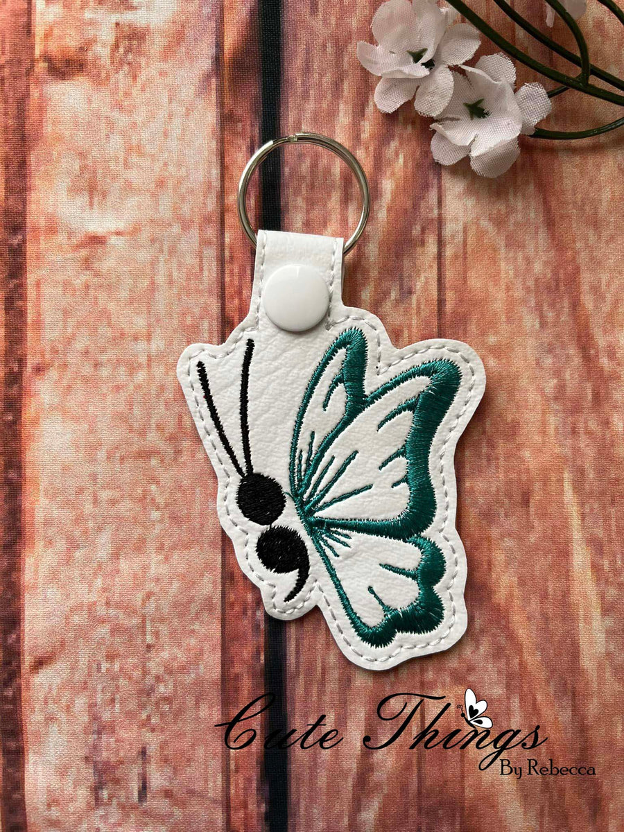 Semicolon Butterfly Snap Tab – Cute Things By Rebecca Embroidery